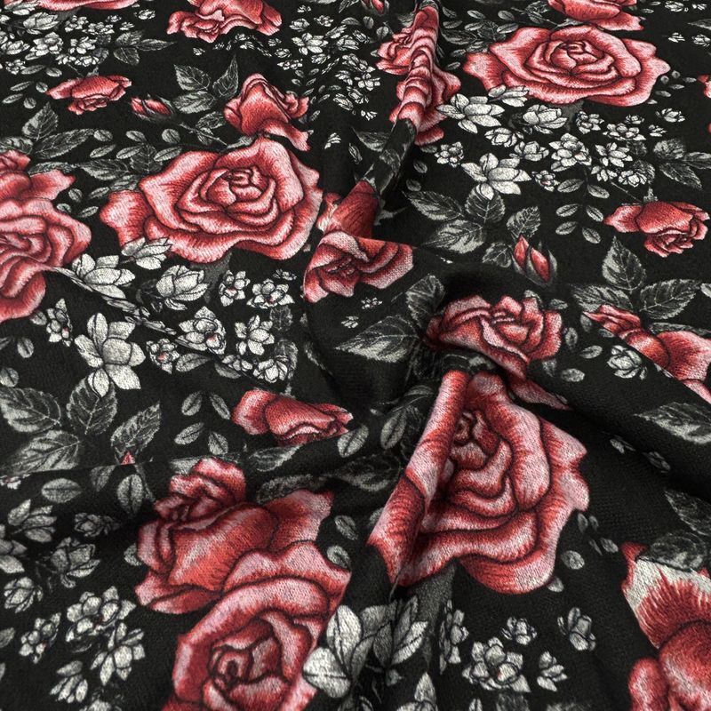 Lainage - Magnifiques roses rouges | Tissus Garceau